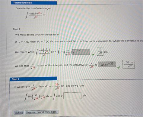 Solved Tutorial Exercise Evaluate The Indefinite Integral