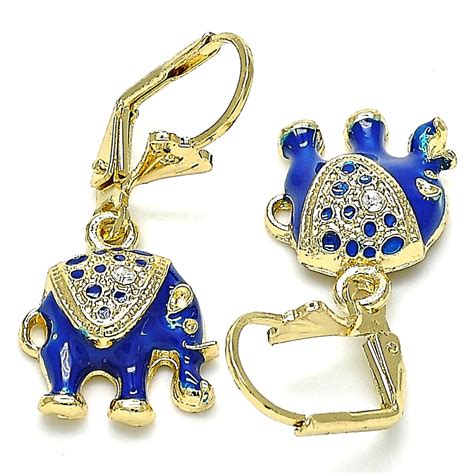 Oro Laminado Dangle Earring Gold Filled Style Elephant Design With W
