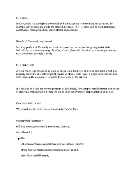 C Static So Example Isnt Expected To Get To The Static Individuals In C Static Can Be