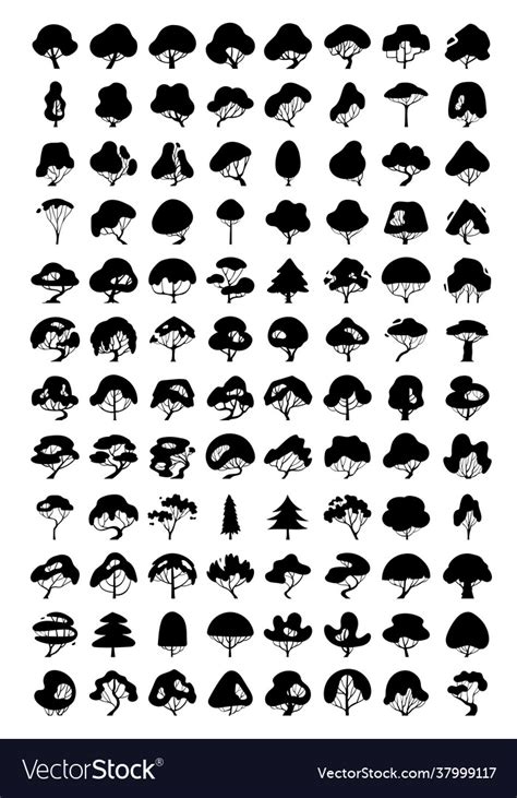 Hand Drawn Set Tree Side View Royalty Free Vector Image
