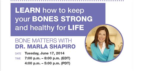 Osteoporosis Webinar With Dr Marla Shapiro June 17th Carp