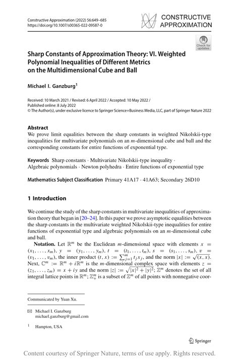 Sharp Constants Of Approximation Theory Vi Weighted Polynomial