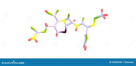 Cefuroxime Second Generation Cephalosporin Antibiotic Molecule Cartoon