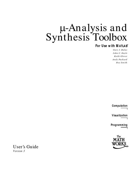 Mu Analysis And Synthesis Toolbox Pdf Matrix Mathematics Control Theory
