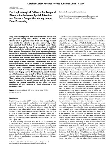 Pdf Electrophysiological Evidence For Temporal Dissociation Between Spatial Attention And