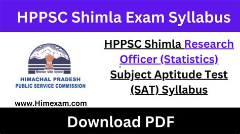 HPPSC Shimla Research Officer Statistics Subject Aptitude Test SAT Syllabus Himexam Com