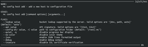 Bug The `mc Config Host Add` Command Mentioned In The Quickstart Guide Of The Minio Client