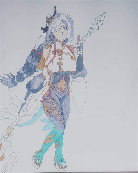 Shenhe Fan Art Wip Genshin Impact Amino