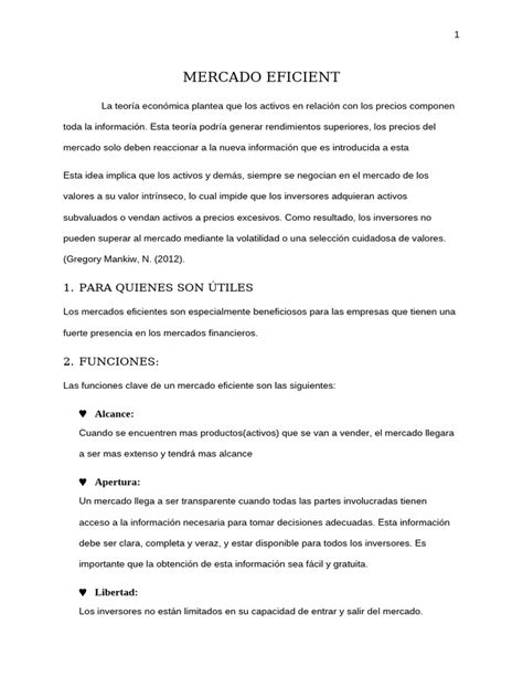 Monog Mercado Eficiencia Pdf Mercado Economía Precios