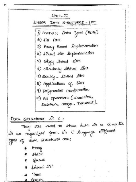 Unit 1 Datastructures Notes Pdf