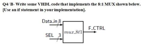 Solved Q4b Write Some Vhdl Code That Implements The 81 Mux