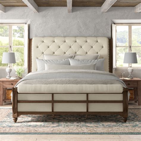 Lark Manor Aisja Upholstered And Tufted Sleigh Bed Wayfair Canada