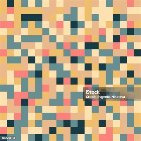 무작위로 색칠된 정사각형 요소의 추상적인 배경 디지털 위장 픽셀 원활한 패턴입니다 벡터 그림입니다 모자이크 벽지 배경 스톡 그림 픽셀 군용 여러 가지 빛깔의 질감 개념에