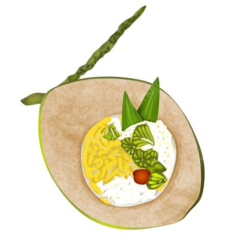 Illustration Of Oyen Iced Drink In Coconut Drink Illustration