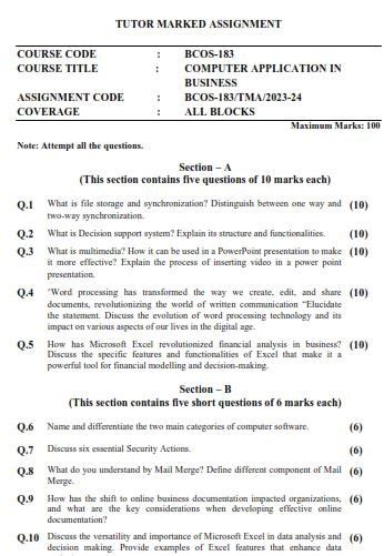 IGNOU BCOS Solved Assignment English Medium IGNOU Solved Assignment
