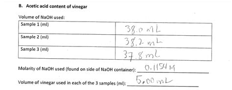 Solved Molarity Of Naoh Used Found On Side Of Naoh