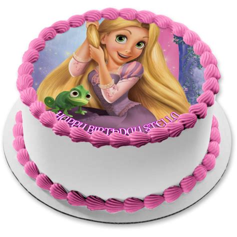 Tangled Princess Rapunzel Pascal And A Tower Edible Cake Topper Image A Birthday Place