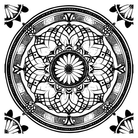 꽃 만다라 패턴의 우아하고 복잡한 아름다움을 발견하십시오 벡터 우아한 발견 꽃의 복잡한 아름다움 만다라 패턴 Png