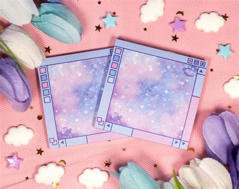blue galaxy window sticky note cute kawaii dreamy space aesthetic stationery memo pad etsy