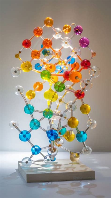 Vibrant Molecular Structure Model Sits On A White Tabletop Depicting The Intricate Organization
