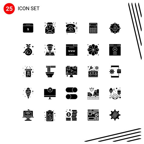 Mobile Interface Solid Glyph Set Of 25 Pictograms Of Computing Share