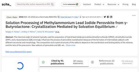 Solution Processing Of Methylammonium Lead Iodide Perovskite From γ