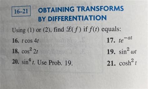 Obtaining Transforms By Differentiation Using 1 Or