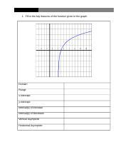 Exploring Key Features Of Logarithmic Functions Worksheet Course Hero
