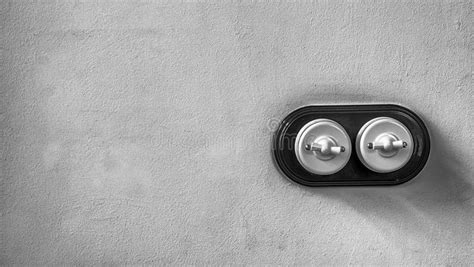 A Old Fashioned Switch Wires Is Installed On A Empty Concrete Wall Electric Switch With Two