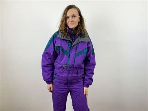 Vintage 90s Purple One Piece Ski Suit Retro Snowsuit Outdoor Etsy
