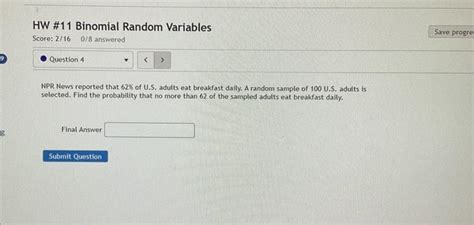 Solved Hw 11 Binomial Random Variables Score 216