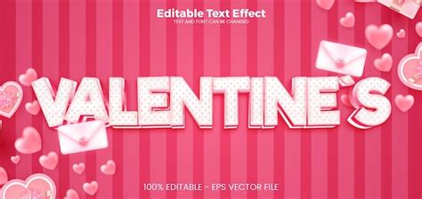 Premium Vector Valentines Editable Text Effect 3d Text Effect Template