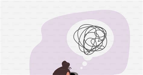 여성 캐릭터 우울증 스트레스 우울한 불행한 여자는 머리에 얽힌 생각으로 바닥에 앉아 있고 소녀는 심리적 도움이 필요합니다 정신 건강 문제 정신 질환 만화 벡터