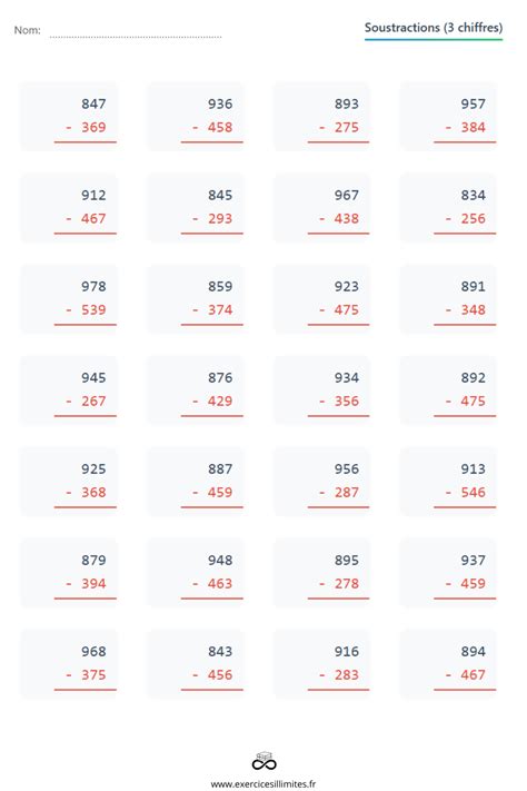 Soustraction Ce2 Exercices Illimités And Fiches