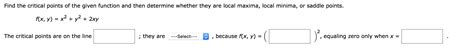 Solved Find The Critical Point Of The Given Function And Chegg