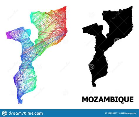 Hatched Map Of Mozambique With Spectrum Gradient Stock Vector Illustration Of Connection