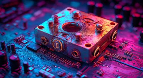 Cybersecurity Concept Digital Padlock Circuit Board Background Blue Glowing Technology Data