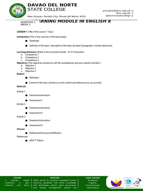 Bsed Eng 3b Module Template Pdf