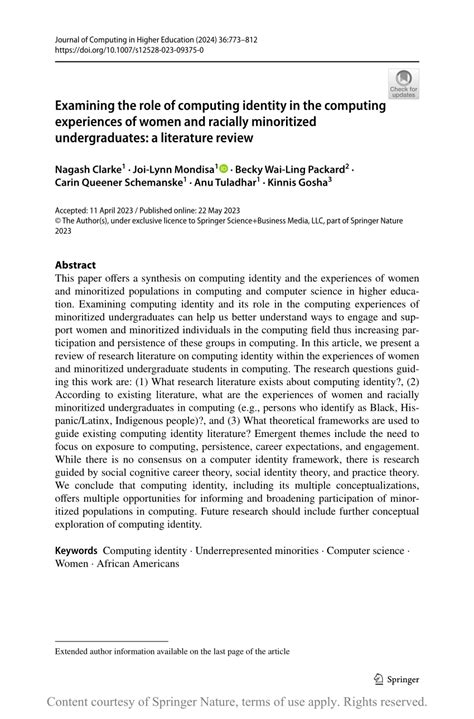 Examining The Role Of Computing Identity In The Computing Experiences Of Women And Racially
