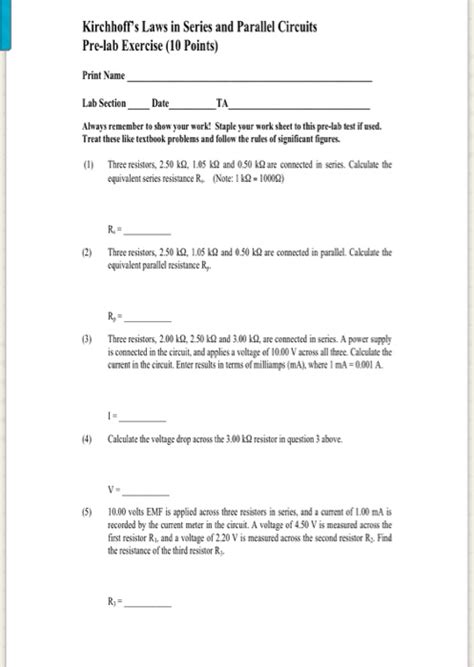 Series And Parallel Circuit Rules Practice Questions Circuit Diagram