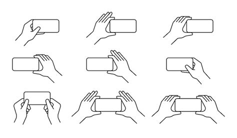 Premium Vector Hand Holding Mobile Phone Set Finger Touching Tapping