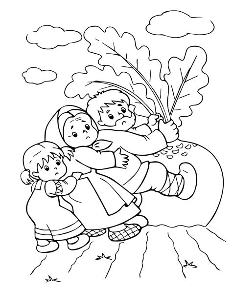 Сказка Репка — раскраска для детей Распечатать бесплатно