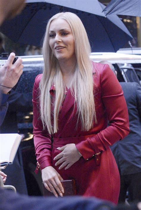 Lindsey Vonn In Red Slitted Dress Arrives At The Nbc Upfronts In Ny Celebmafia