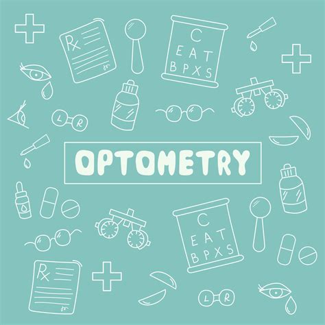 Set Equipments For Optometry Doodle Banner With Vision Examination
