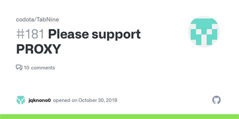 please support proxy · issue 181 · codota tabnine · github