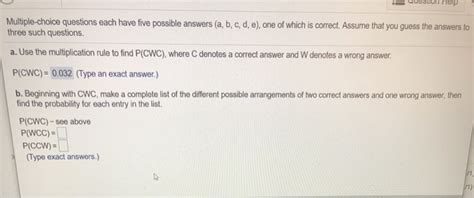 Solved Multiple Choice Questions Each Have Five Possible