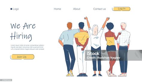 포스터를 고용하고 있습니다 성공을 축하하는 비즈니스 팀 헤드헌팅 및 재벌 회사 및 조직 기업 포스터 또는 배너 랜딩 웹페이지 디자인 선형 벡터 그림 검색에 대한 스톡 벡터