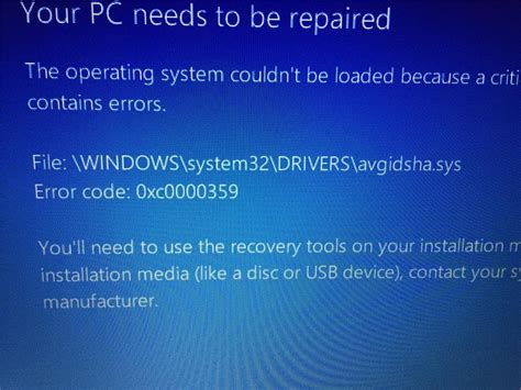 Os Error Code 0xc0000359 Microsoft Qanda