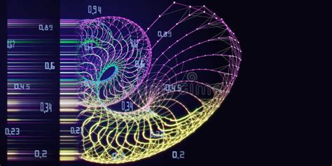 Abstract Technology Background With Color Grid Twisting And Data On Dark Blue Concept For