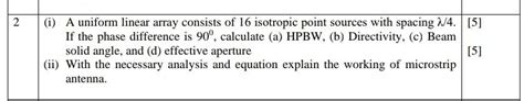 Solved 2 I A Uniform Linear Array Consists Of 16 Isotropic